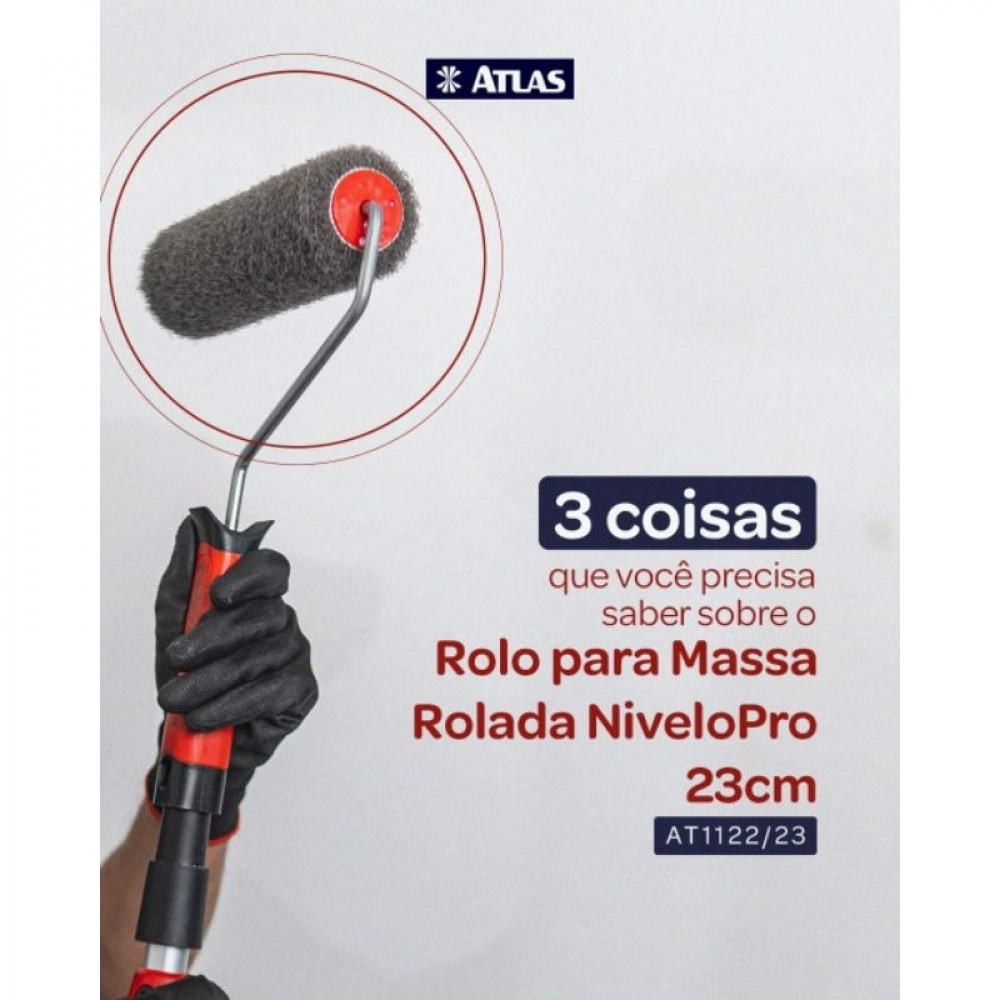 Rolo Para Massa Rolada Atlas 23Cm Ref At1122/23 - Madeban Tintas e Ind. Com. Madeiras. Desde 1990