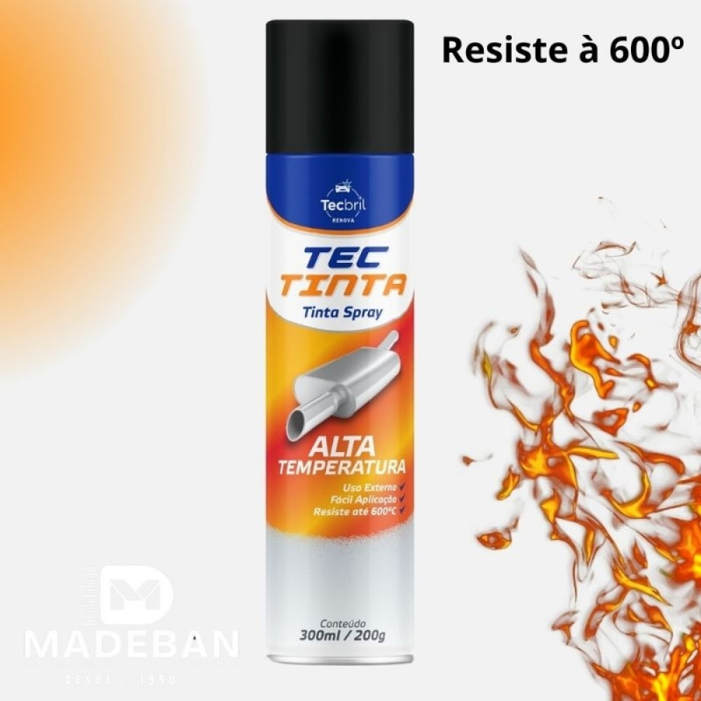 Tinta Spray Uso Geral ou Alta Temperatura Grupo Baston 250ml ou 350ml 1x300ml Preto Fosco Alt ...