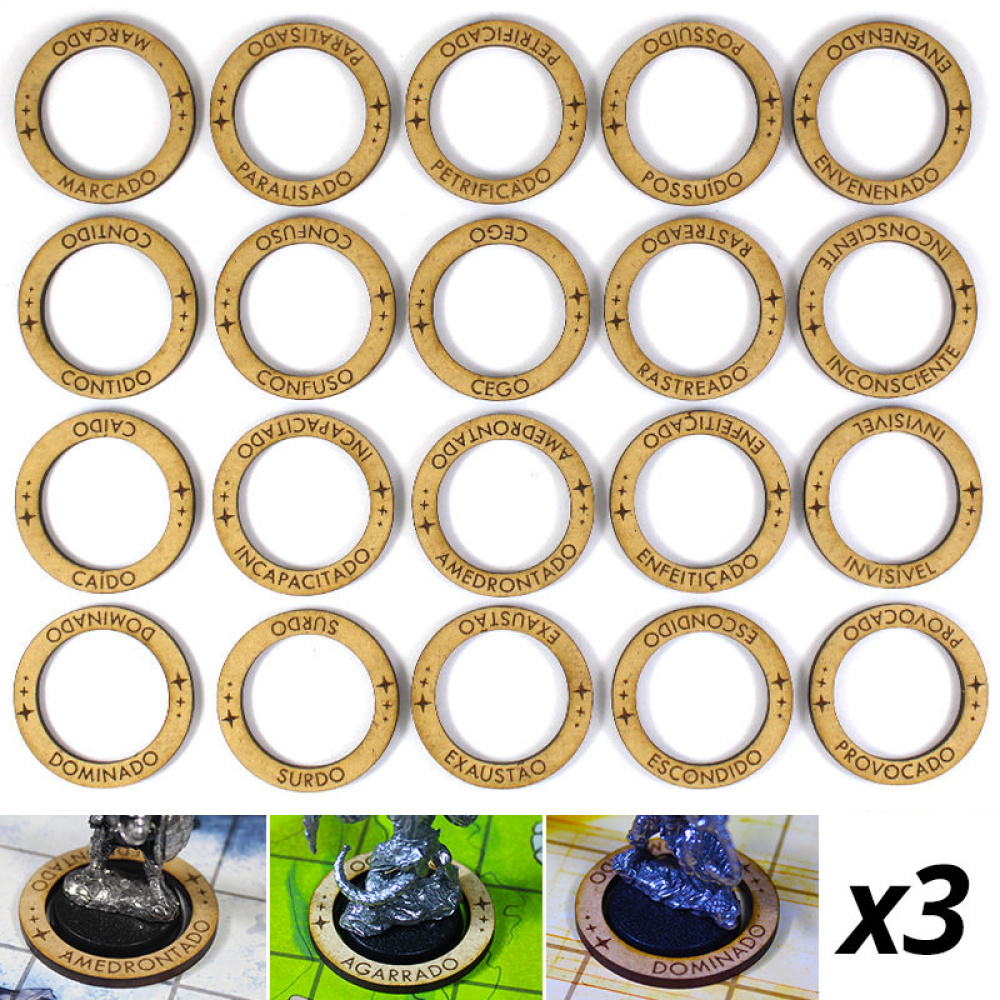 Kits Anéis Marcadores de Condições para RPG - 66 unidades (3 kits ...