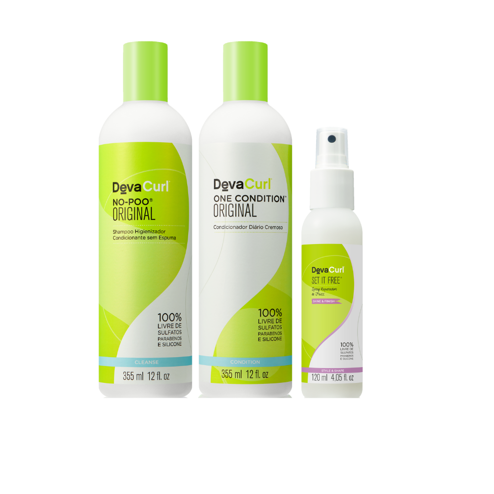 Deva Curl Kit No Poo + One Condition 2 x 355ml + Set it Free 120ml ...