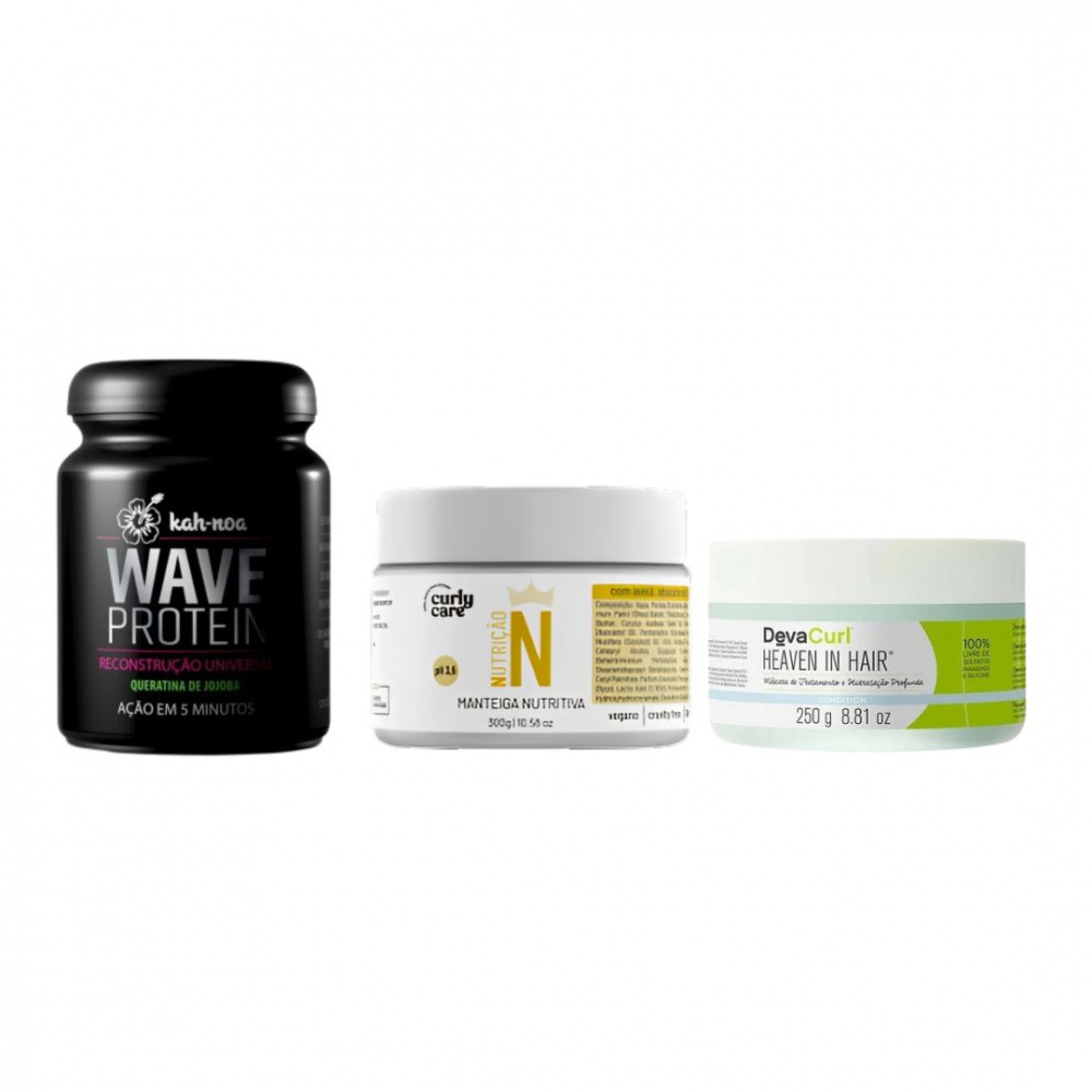 Kit Cronograma Capilar Kah-noa, Curly Care e Deva Curl - MENINA DOS CACHOS