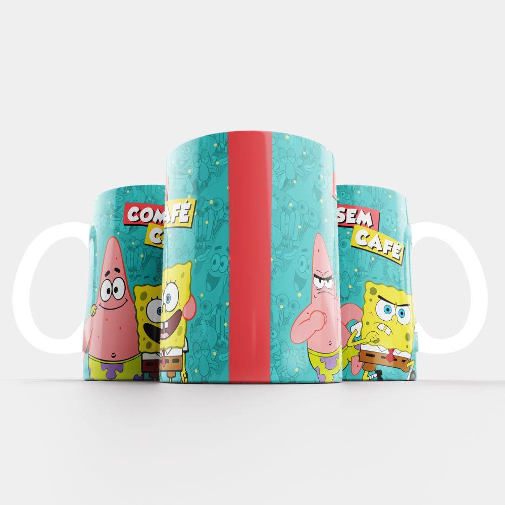 Caneca Personalizada Com Café e Sem Café do Bob Esponja - Meraki Sub