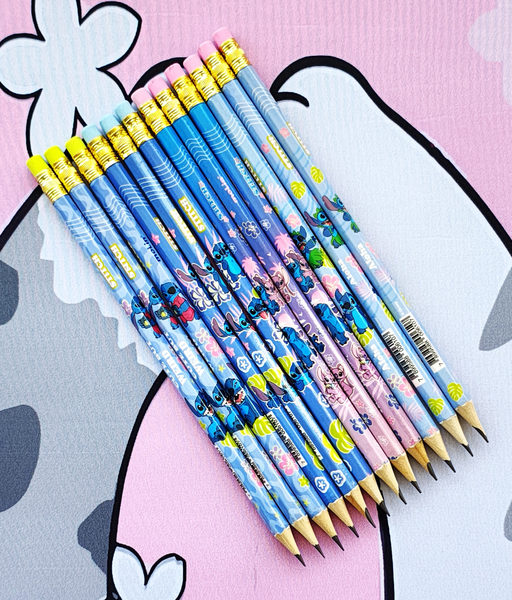 Lápis HB do Stitch com Borracha (3 unidades) - Miau Geek