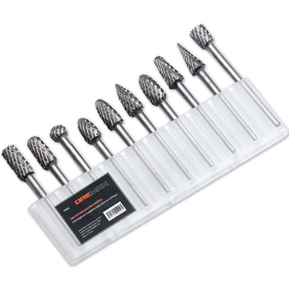 Kit 10 Fresas 6mm Corte Duplo Haste 3mm Tungstênio Retíficas ...