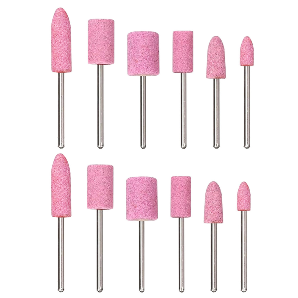 Kit 12 Ponta Montada Rebolo Rosa Micro Retíficas Haste 3mm ...