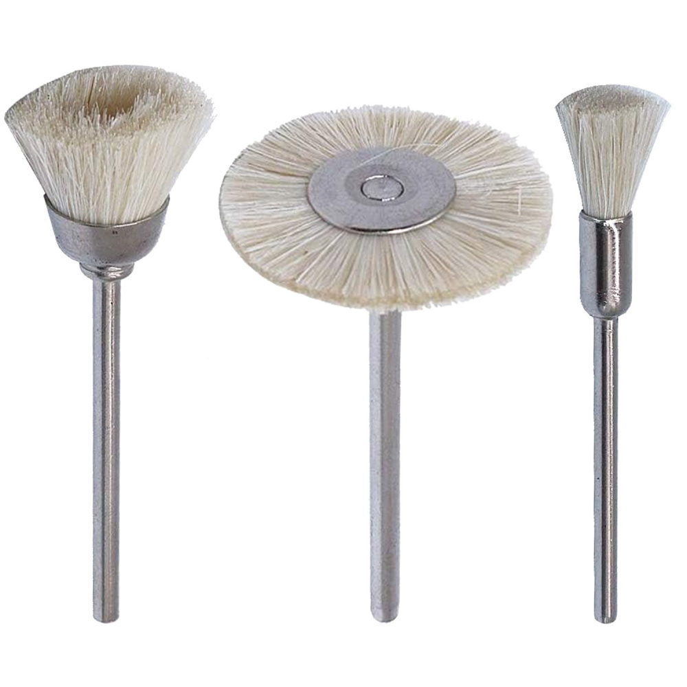 Kit 3 Escova Pelo Cabra Branca Haste 3mm para Micro Retífica ...