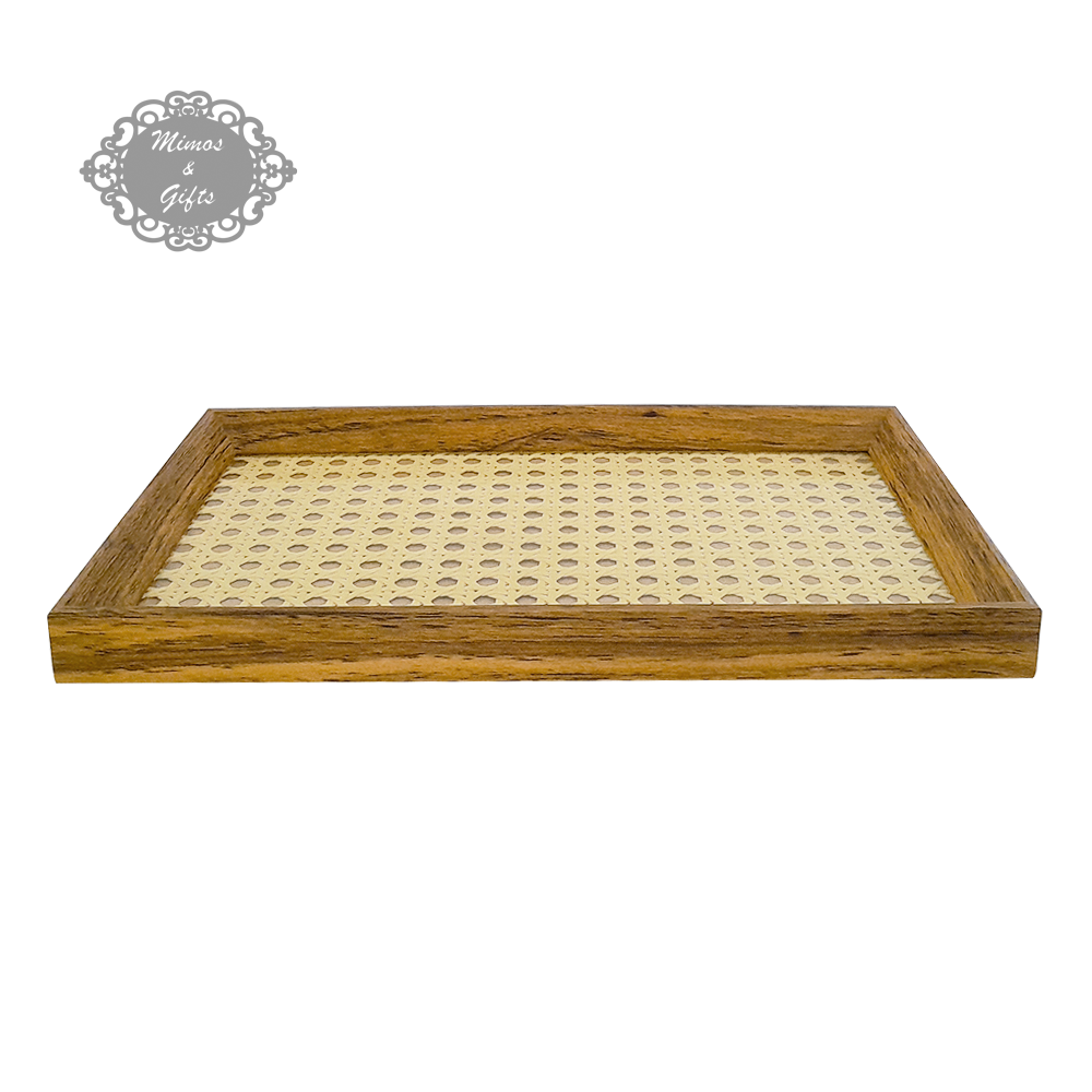 Bandeja Retangular com Palha Sintética - Mimos & Gifts