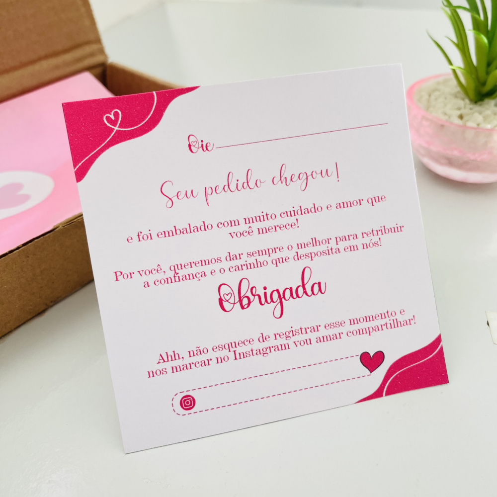 Cartão agradecimento ao cliente - "Oii, seu pedido chegou" - Mimosa ...