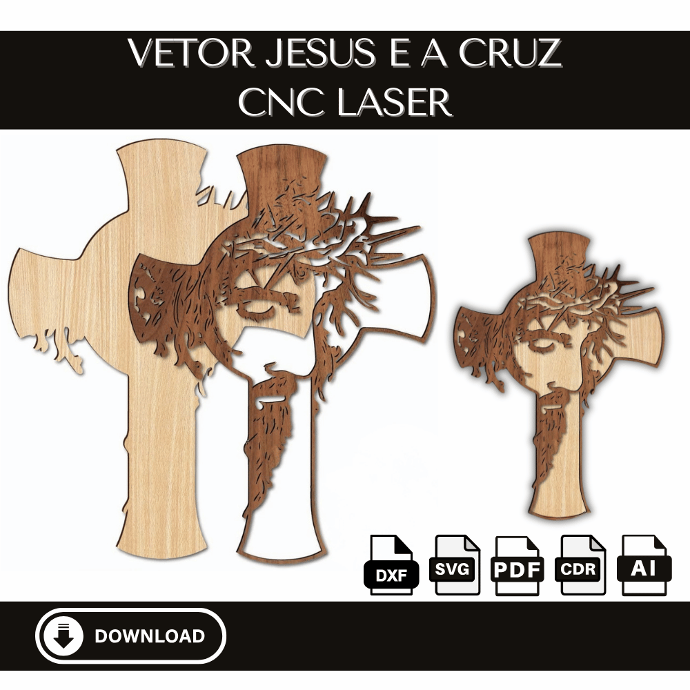 Vetor Jesus e a Cruz Cnc Laser - Multiprodutos Digitais