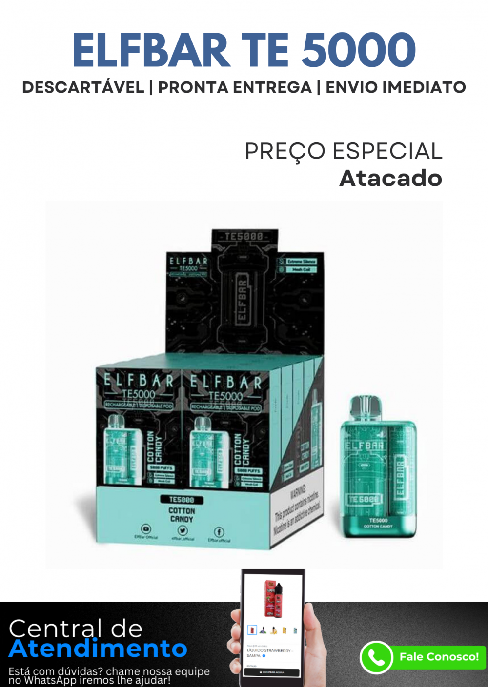 ELFBAR TE5000 (APPLE PEACH) - Multivape Atacado