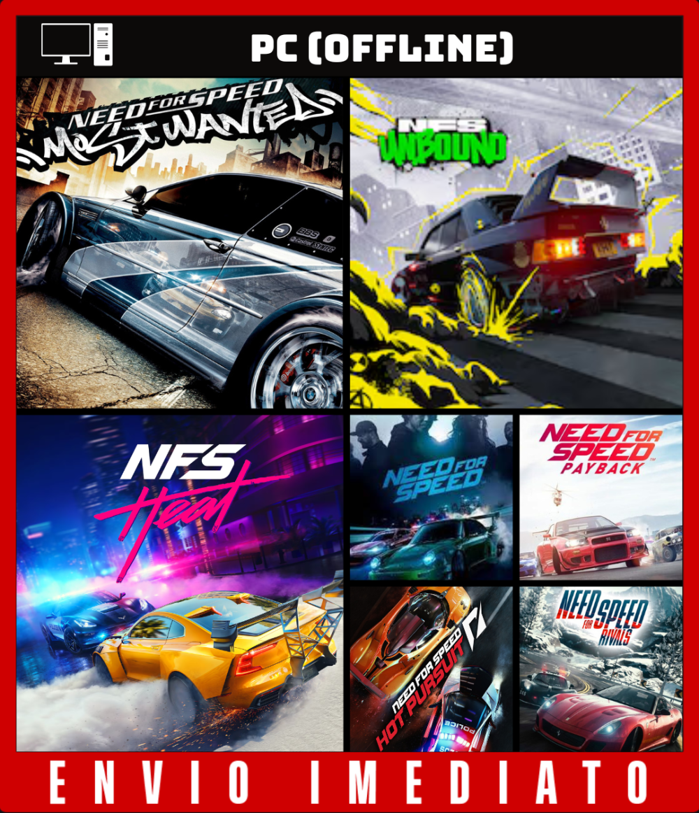 Coletânea Need For Speed 7 Jogos | PC (OFFLINE) - Multiverso dos Games