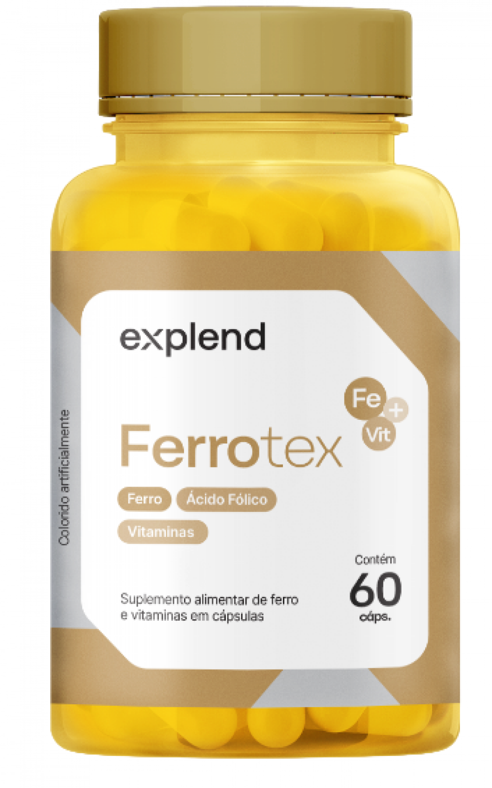 Ferrotex Ferro acido fólico e vitaminas - 60 cápsulas Explend ...
