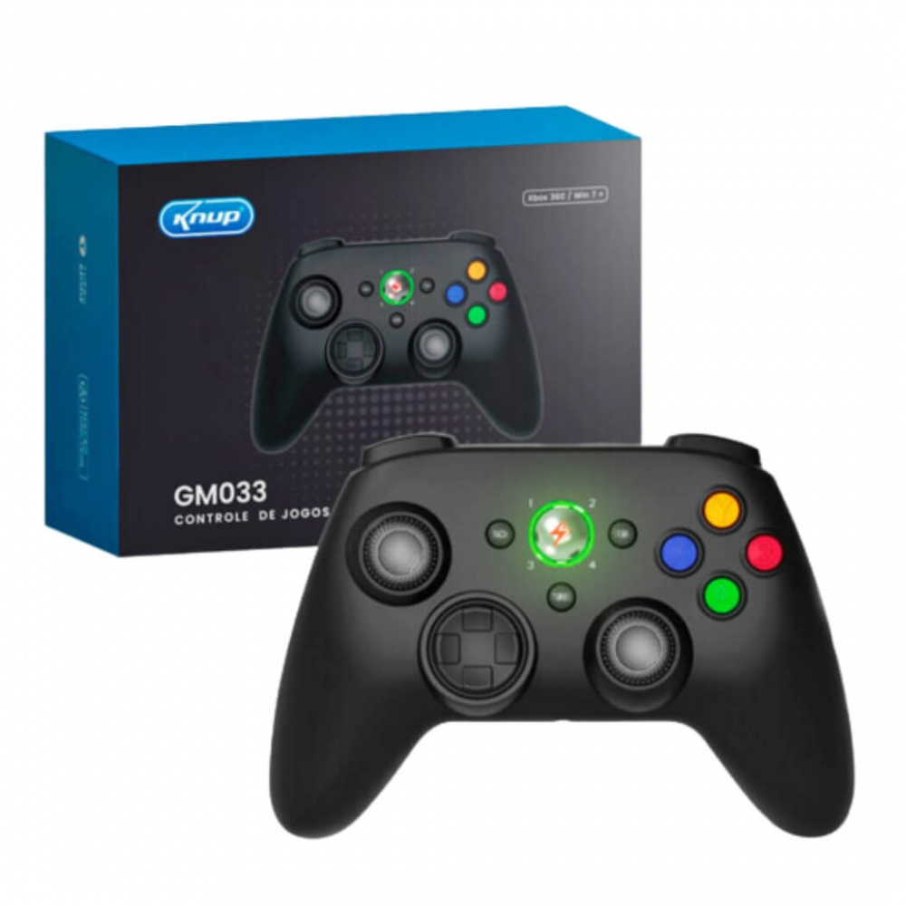Controle Gamer Joystick Xbox 360 com Fio Usb X-360 e PC KNUP - KP-GM033 ...