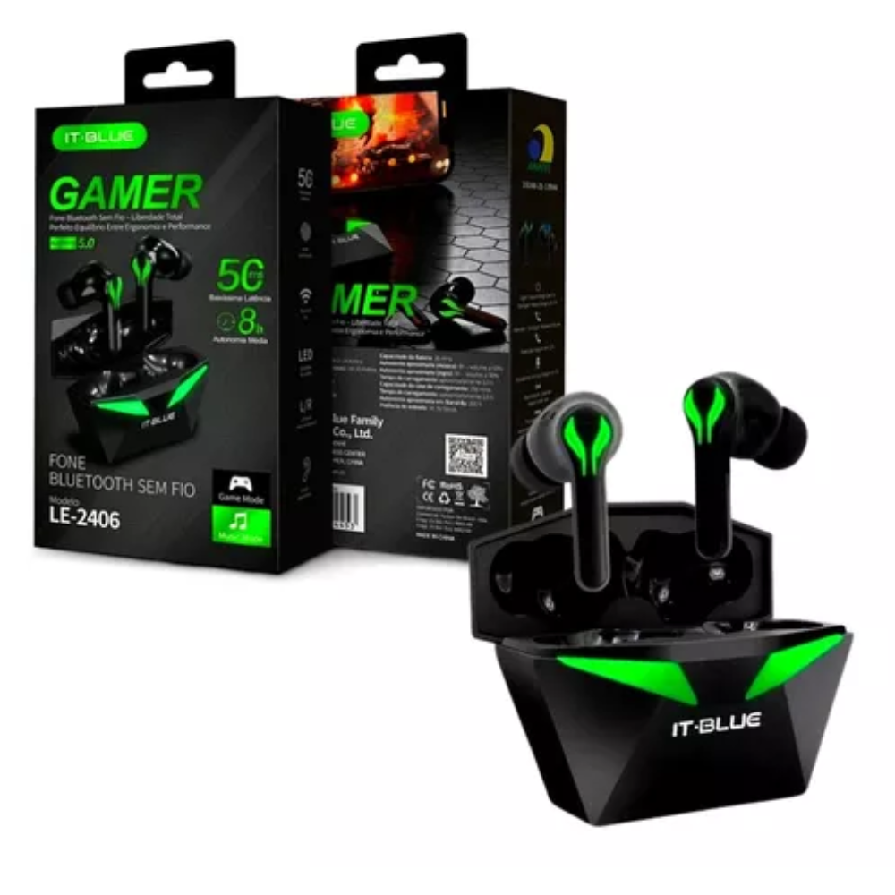 Fone De Ouvido Gamer 5c Sem Fio It-blue Le-2406 Original - Mundo Smart ...