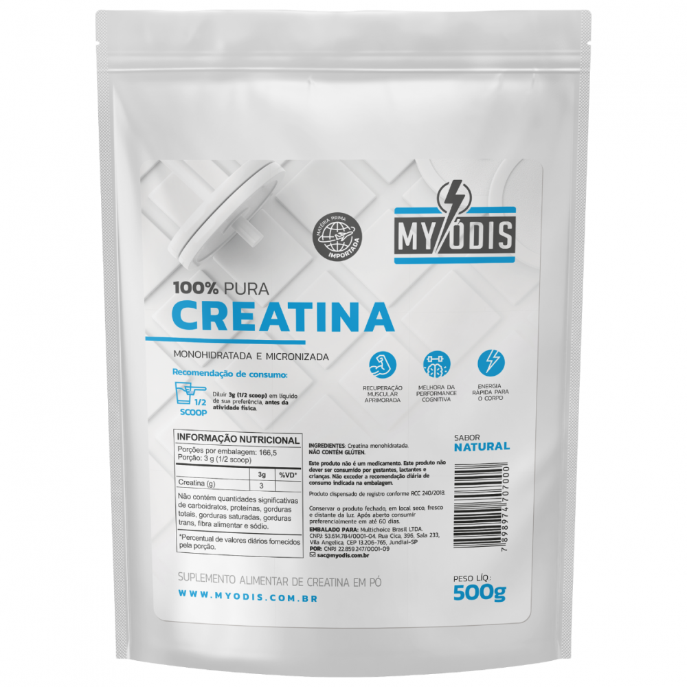 Creatina 100% Pura Importada 500g Monohidratada Micronizada - Myódis