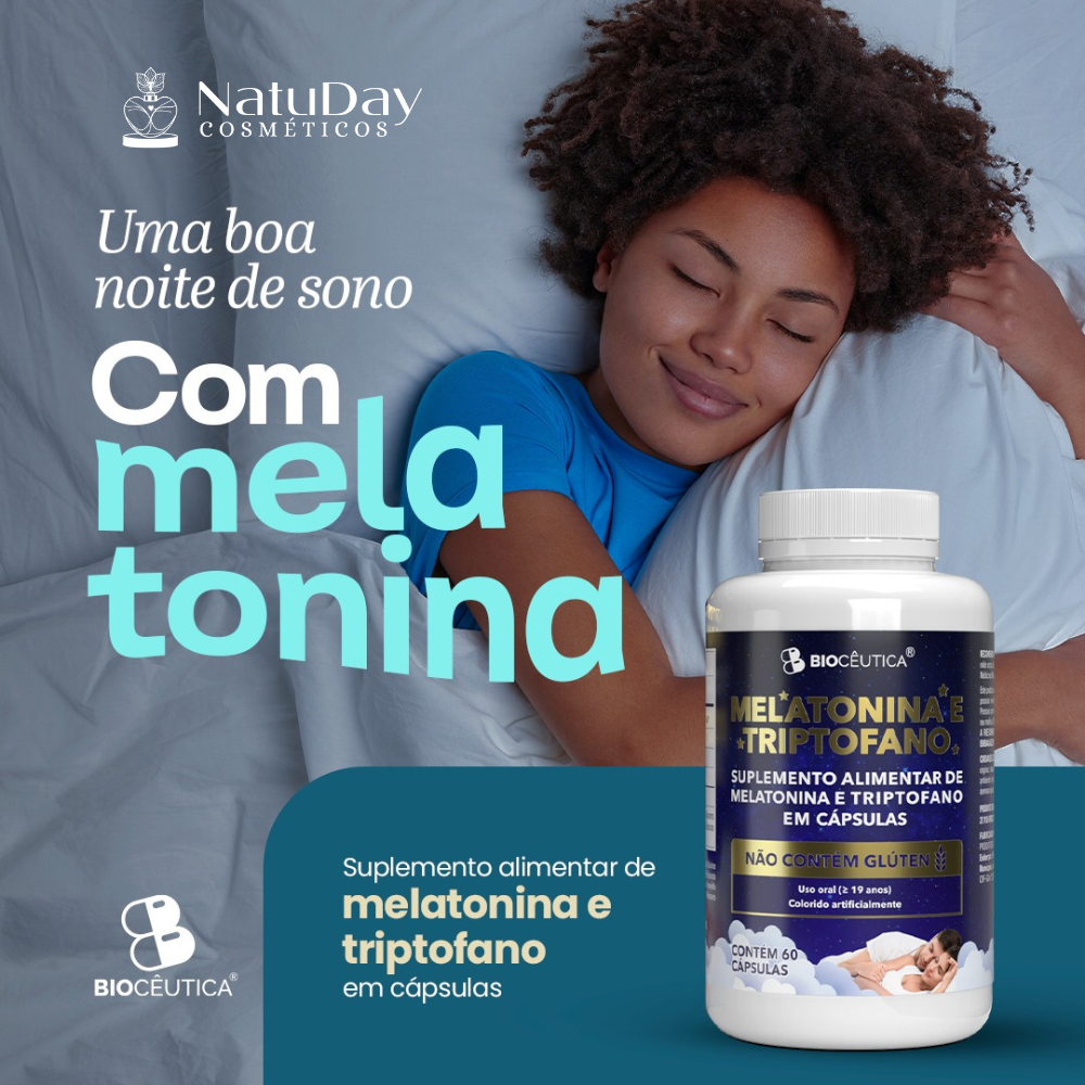Melatonina + Triptofano 60 Cápsulas Biocêutica - NatuDay Cosméticos