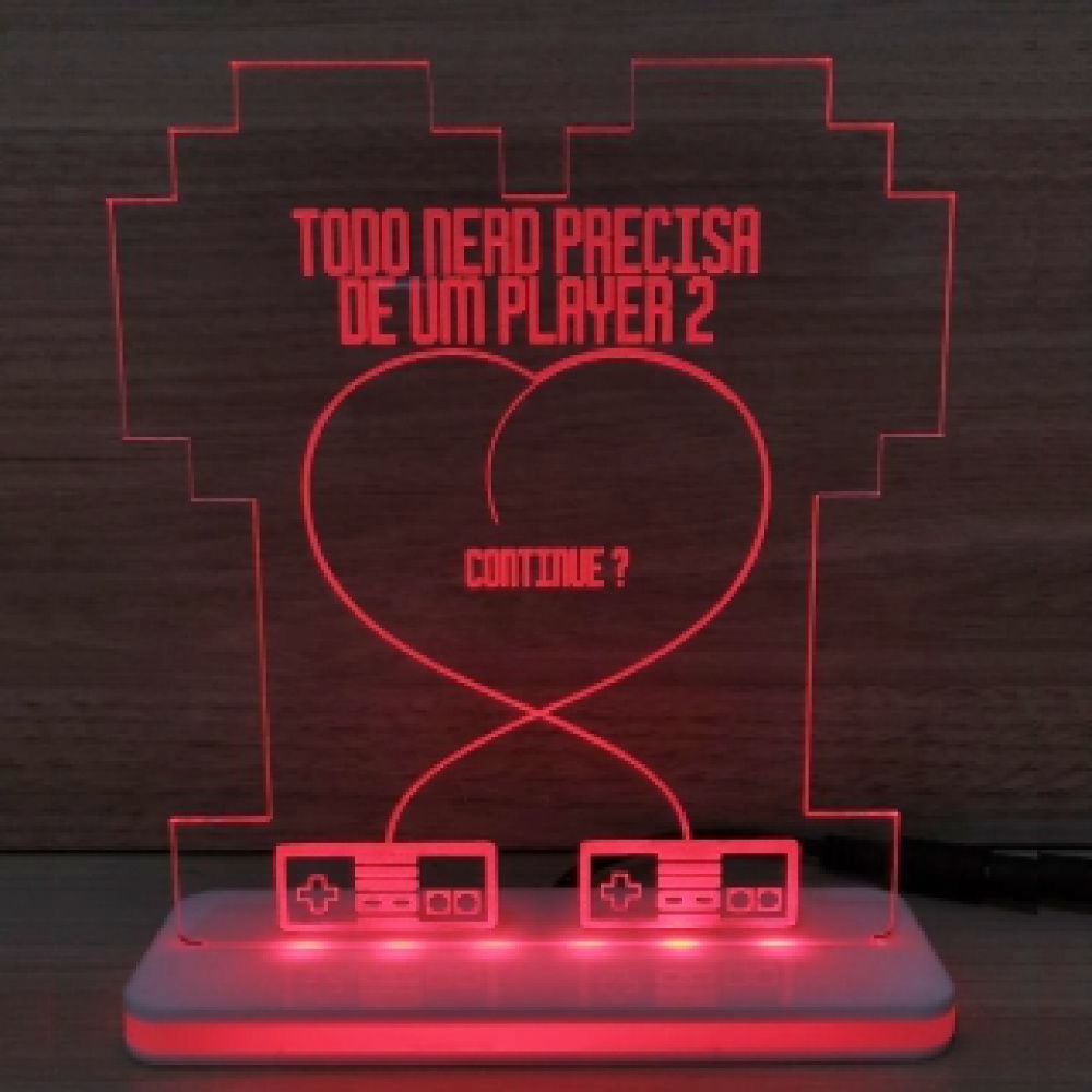 Luminária Led Casal Gamer - NerdX Oficial - Luminárias Personalizadas