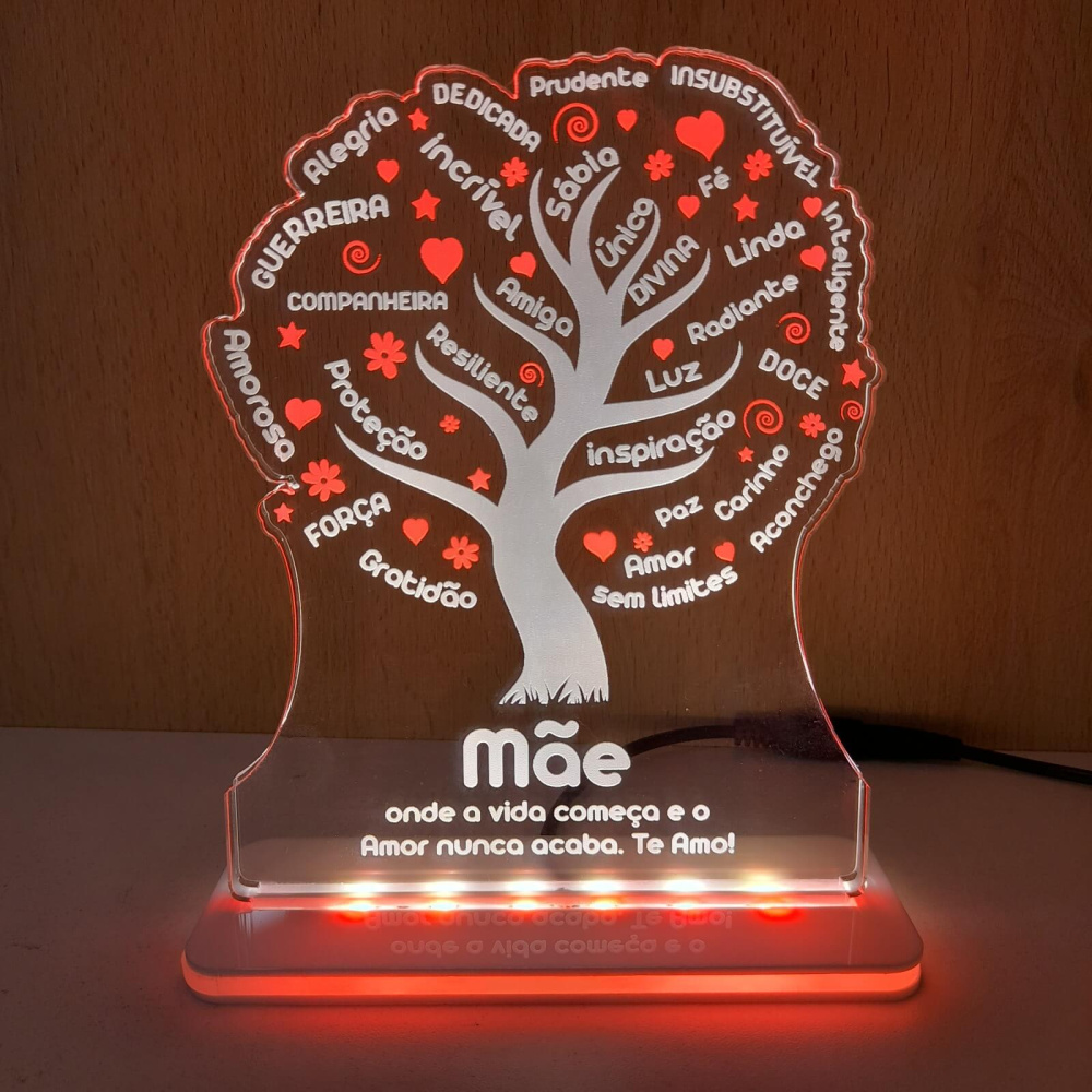 Luminária LED Dia das Mães - NerdX Oficial - Luminárias Personalizadas