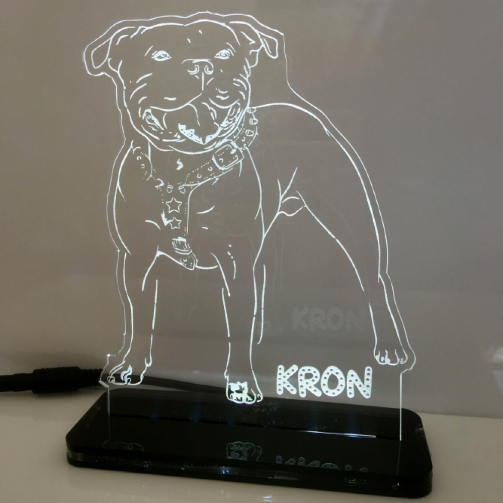 Luminária LED Pets - Pitbull - NerdX Oficial - Luminárias Personalizadas