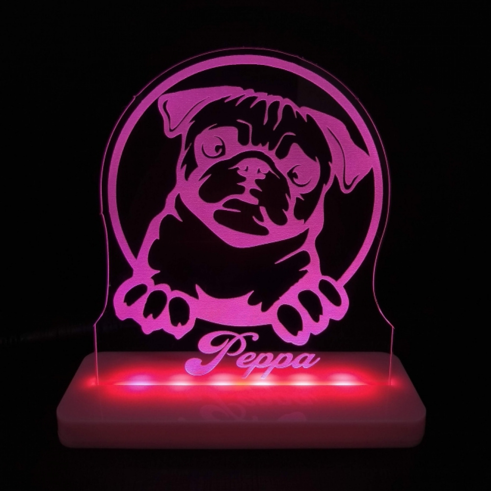 Luminária LED Pets - PUG - NerdX Oficial - Luminárias Personalizadas