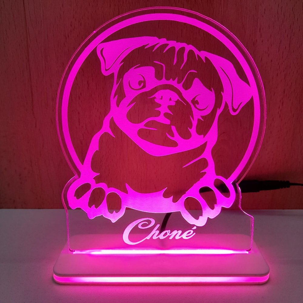 Luminária LED Pets - PUG - NerdX Oficial - Luminárias Personalizadas