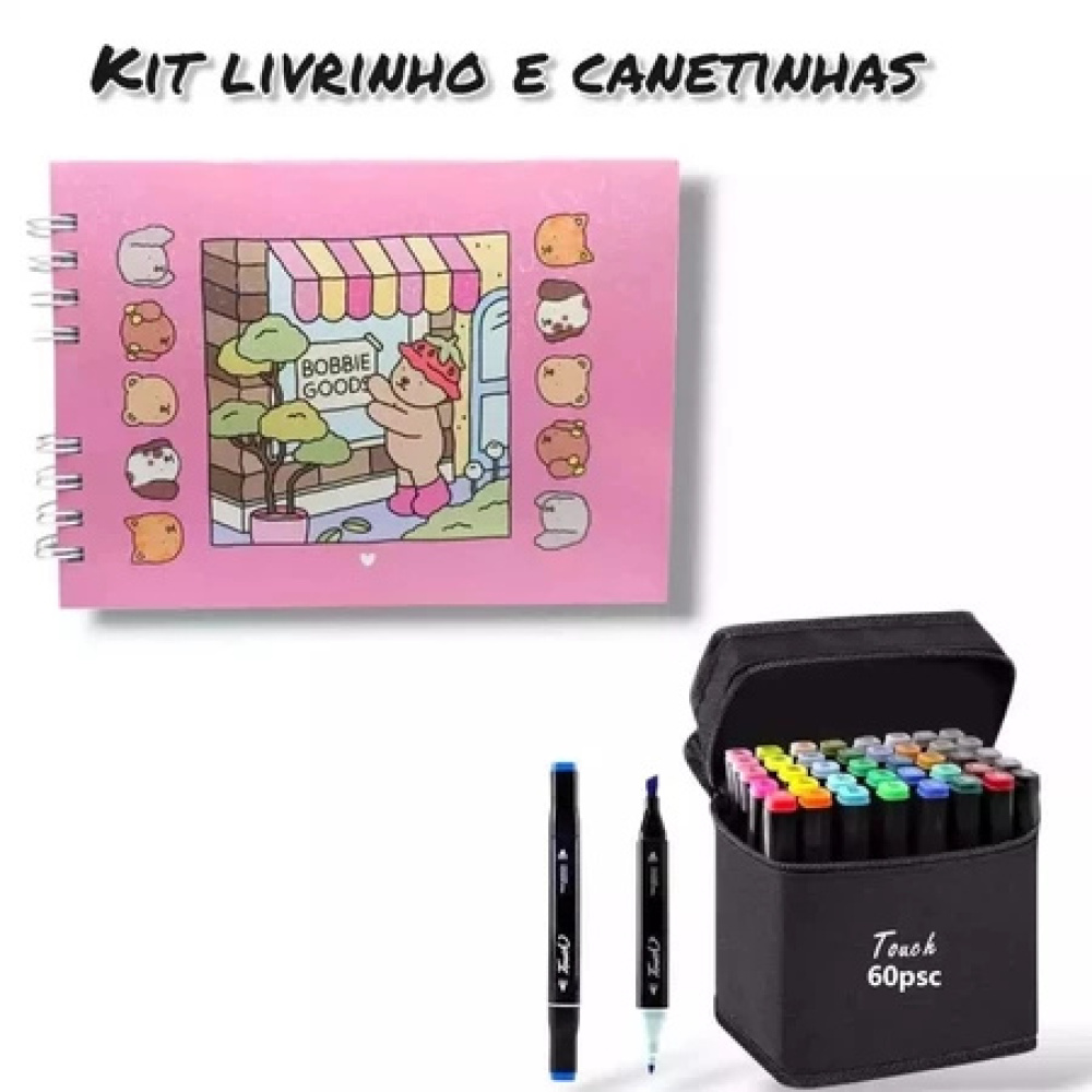Kit Livro De Colorir Bob Good Capa Dura 55 Páginas + Canetinhas Canetas ...