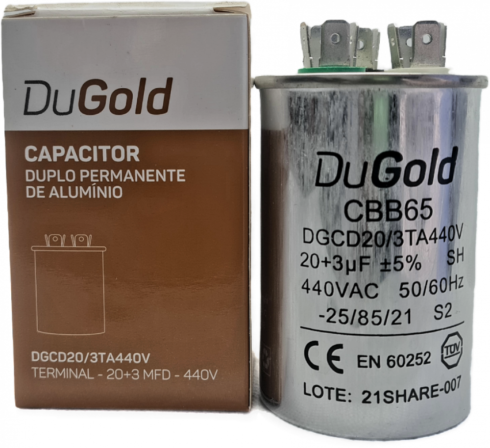 Capacitor Duplo 20+3 MFD 440V Ar-Condicionado-Nuclear Refrigeração ...