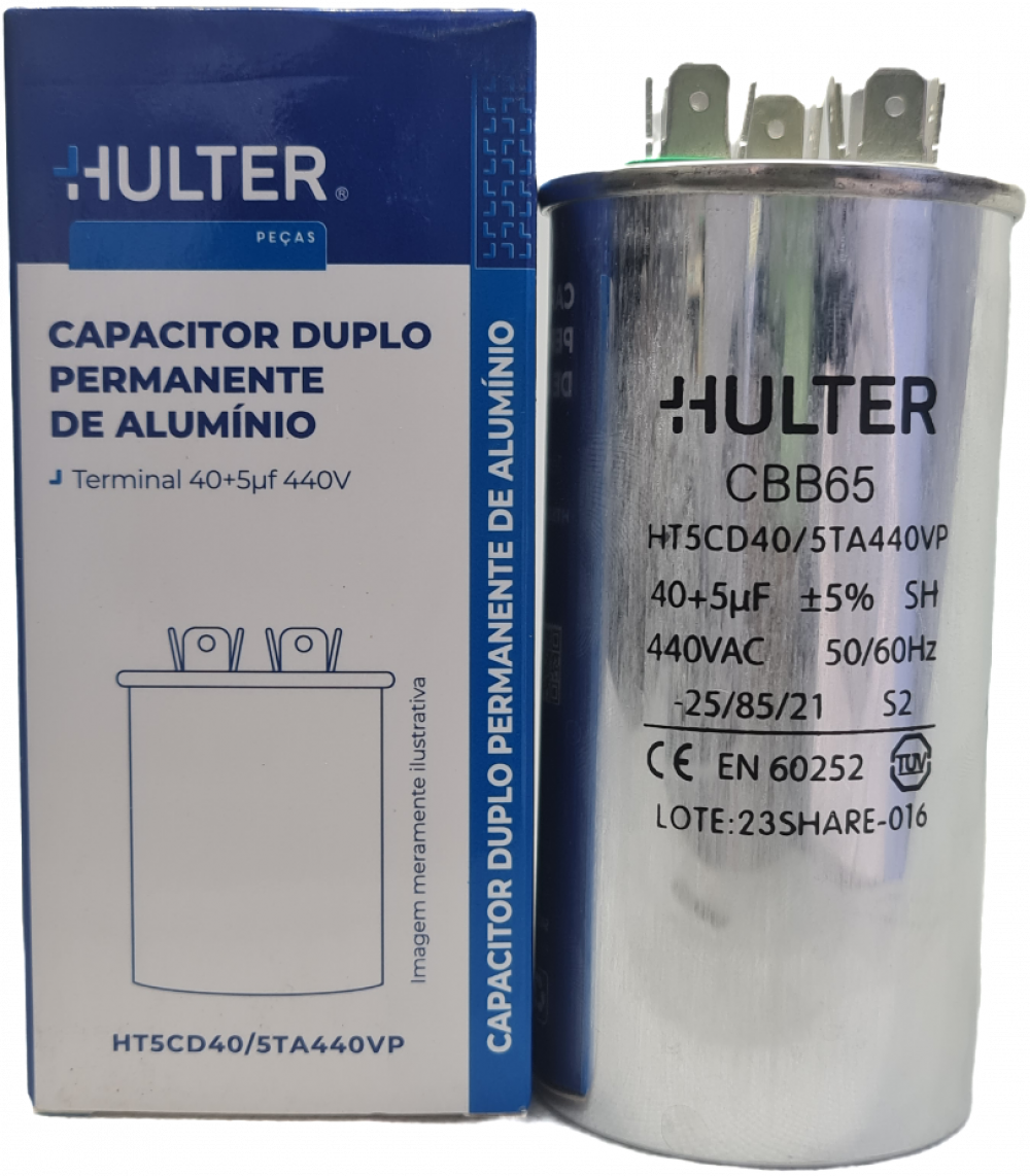 Capacitor Duplo HULTER 40+5UF 440V - Alta Performance para Ar-Condi ...