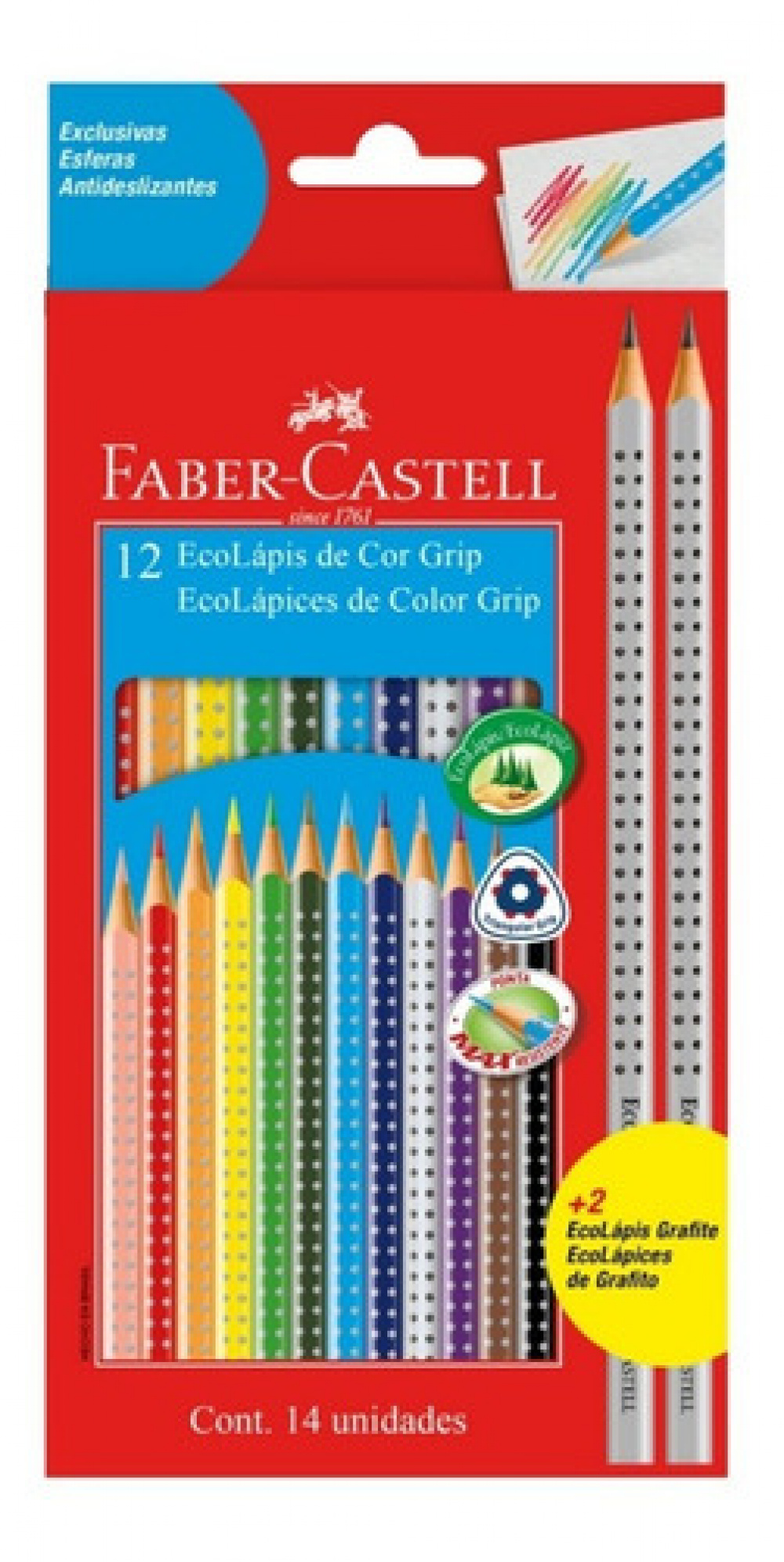 Lápis De Cor Faber-Castell Color Grip 12 Cores - Offset Papelaria