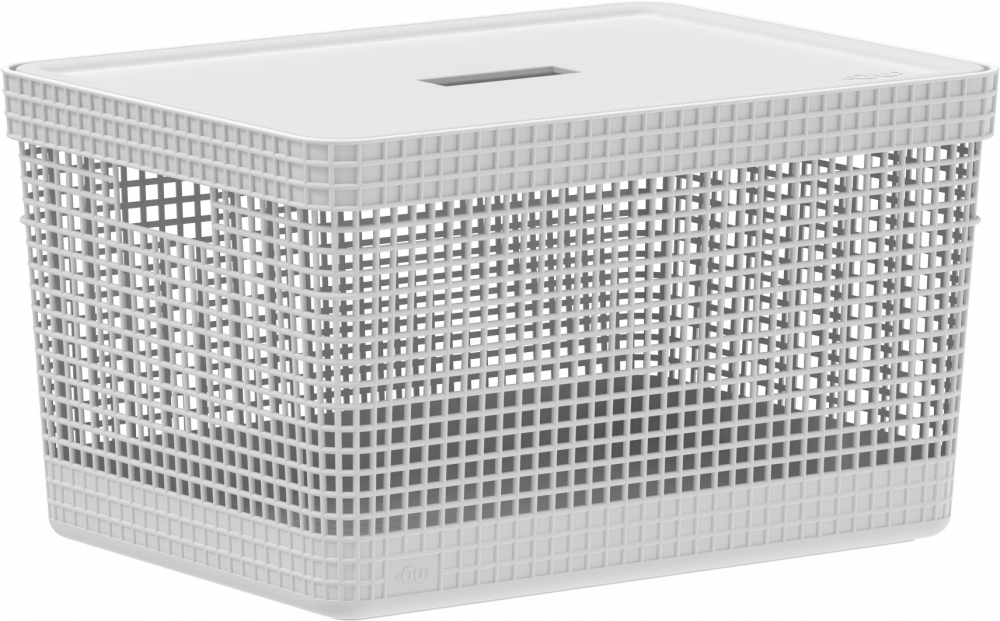 CESTO ORGANIZADOR GRID 20L COM TAMPA - BRANCO OCEANO - Organizzare