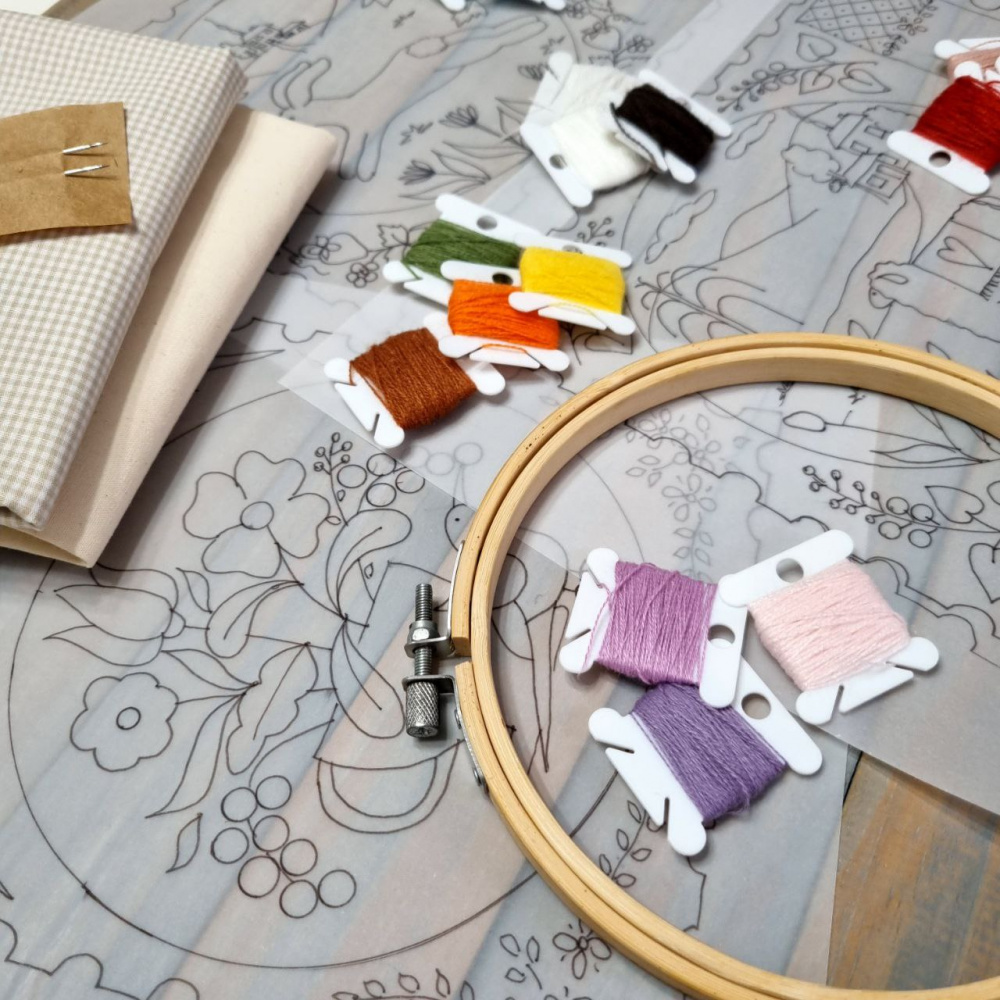 Kit bordado iniciante para curso grátis de bordado livre à mão com lã - Pano Xadrez by Tia Lili ...