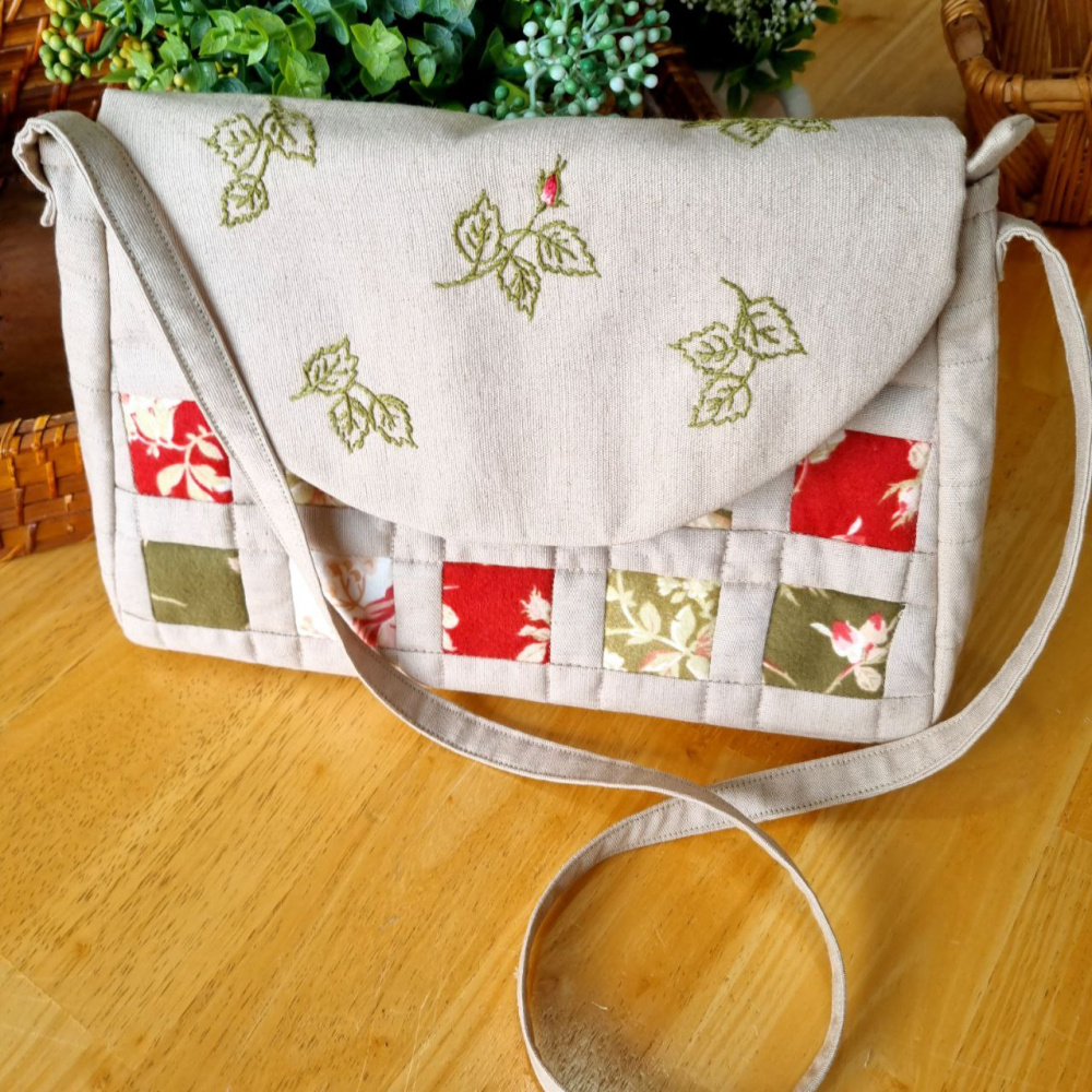 Kit Bordado e Patchwork com flanelas, linho e tecidos para bolsa - Pano Xadrez by Tia Lili ...