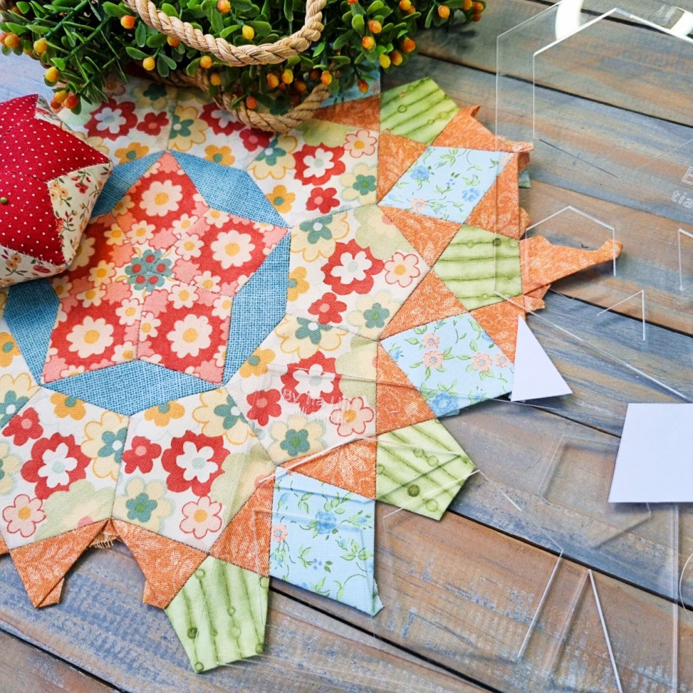 Régua para Passacaglia - Rosetas em Patchwork e English Paper Piecing - Pano Xadrez by Tia Lili ...