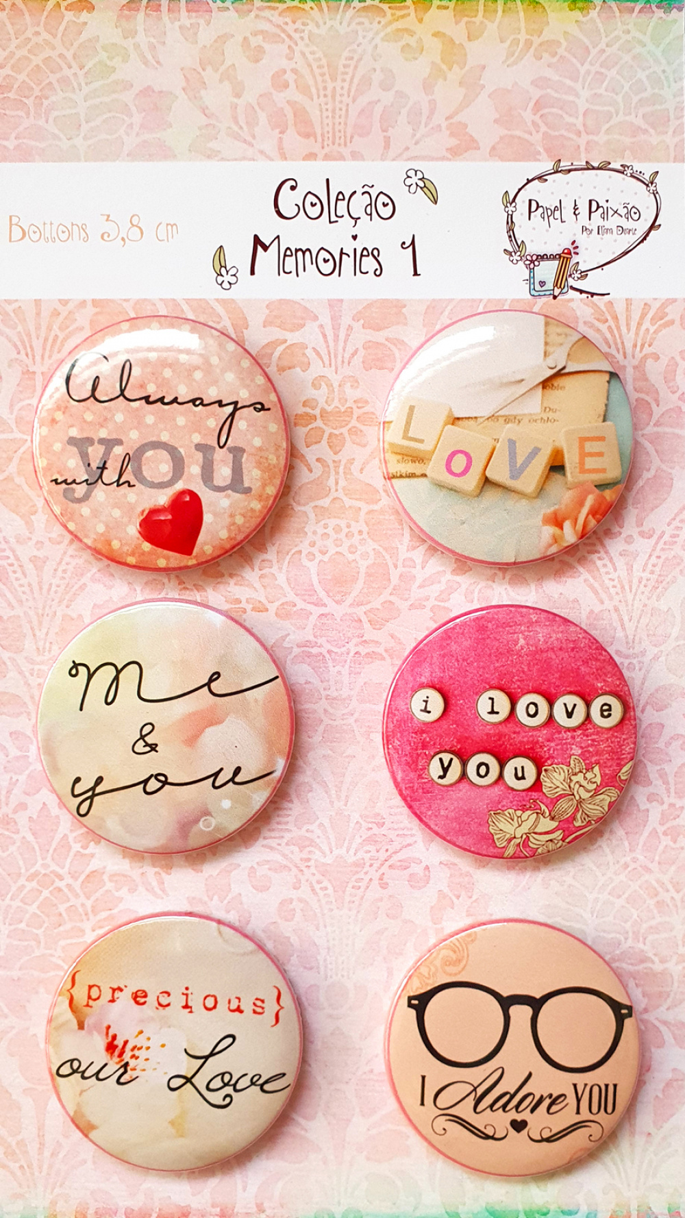 Bottons Coleção Memories 1 - Papel & Paixão