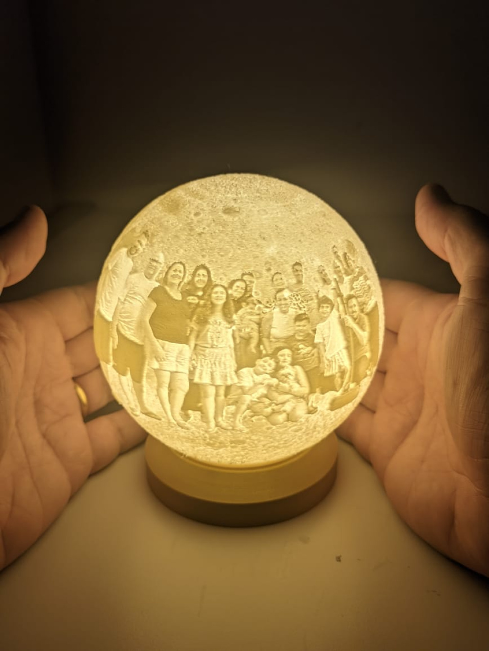 Luminária Lua 12 cm com a sua Foto e Frase - Para Sempre 3D
