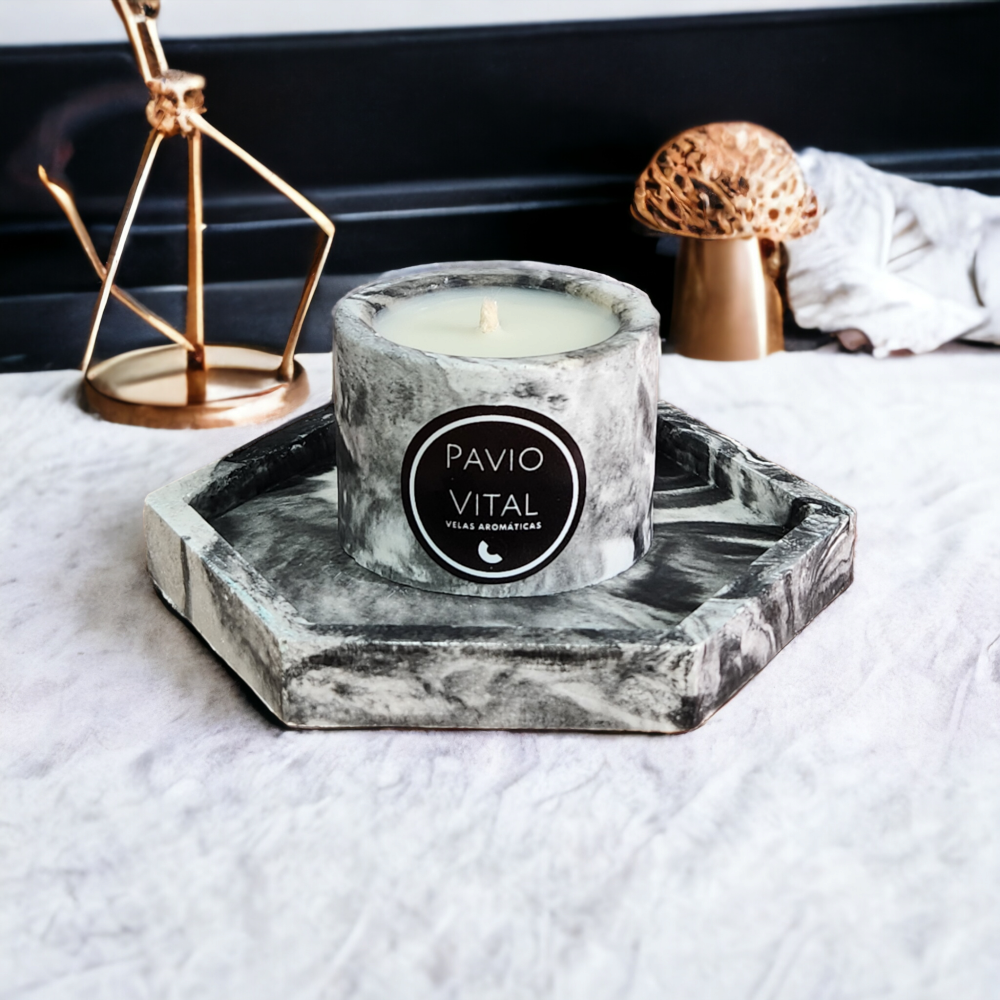 Kit Porta vela de Concreto - 15g - Pavio Vital