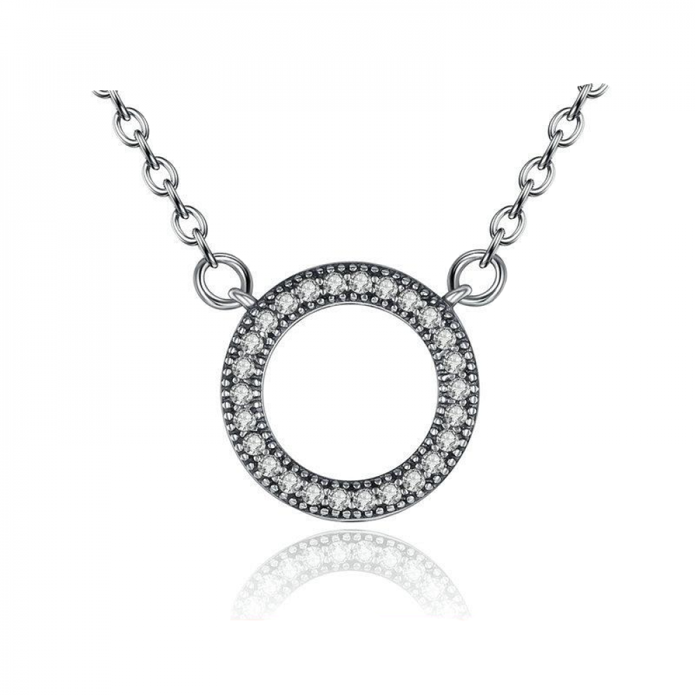 Colar Circulo Cravejado com Zircônitas Todo em Prata 925 - Pequena Joia
