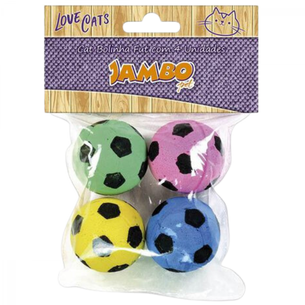 Bolinha Gato Futebol com 4 unidades - Jambo Pet - Pet Comunica