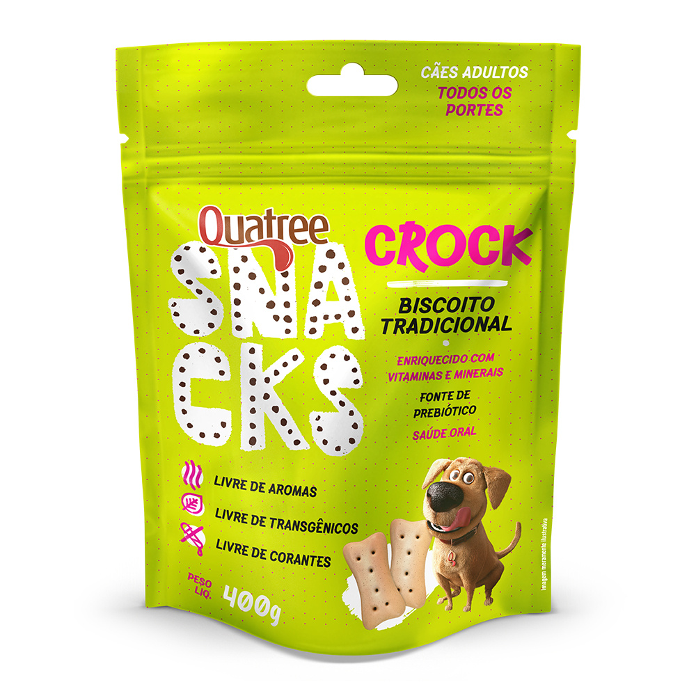 Petisco Quatree Biscoito Crock Tradicional Snacks 400 g - PetsLoja ...