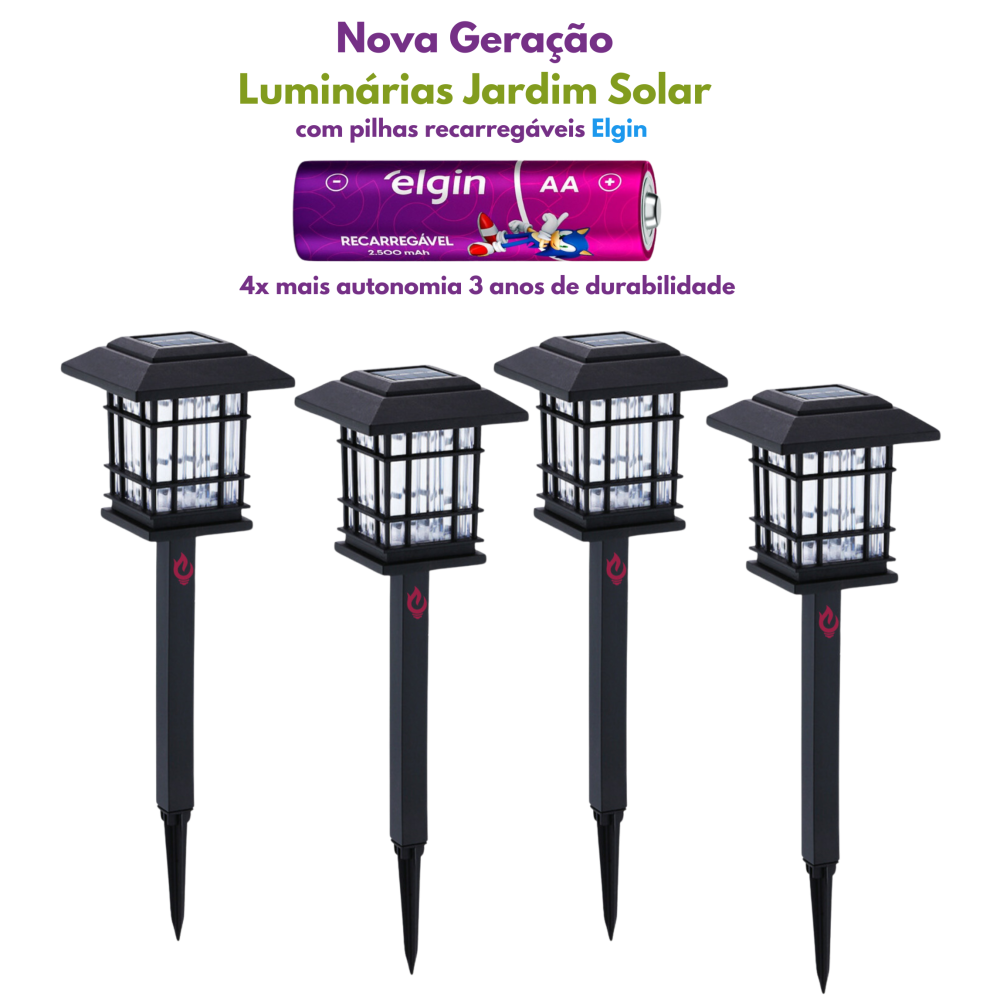 Luminárias Jardim Solar 4 unidades - Phobos Energy