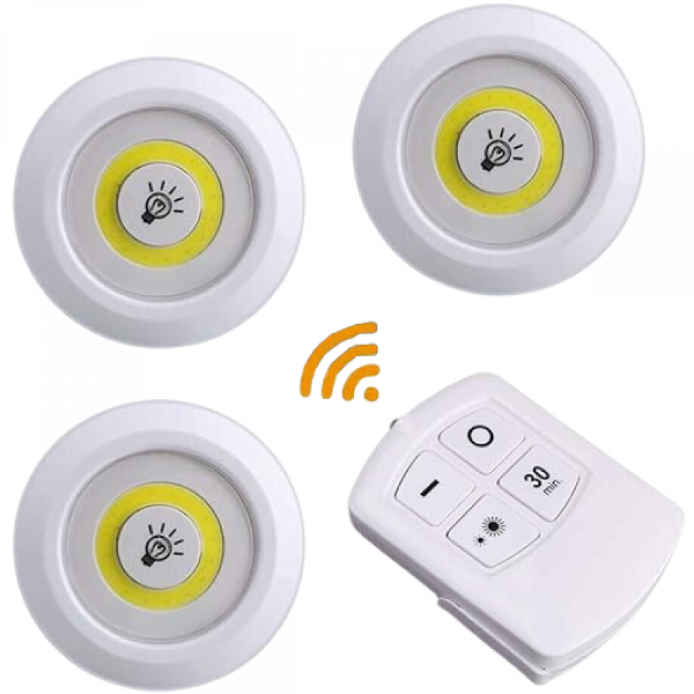 Kit 3 Lâmpadas Luminária Led Controle Sem Fio - POCKETMALL