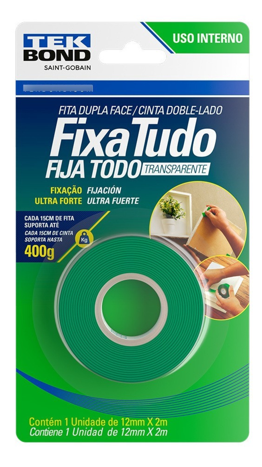 Fita Dupla Face Tekbond 12mmx2m Fixação Ultra Forte Incolor - PONTO DAS ...