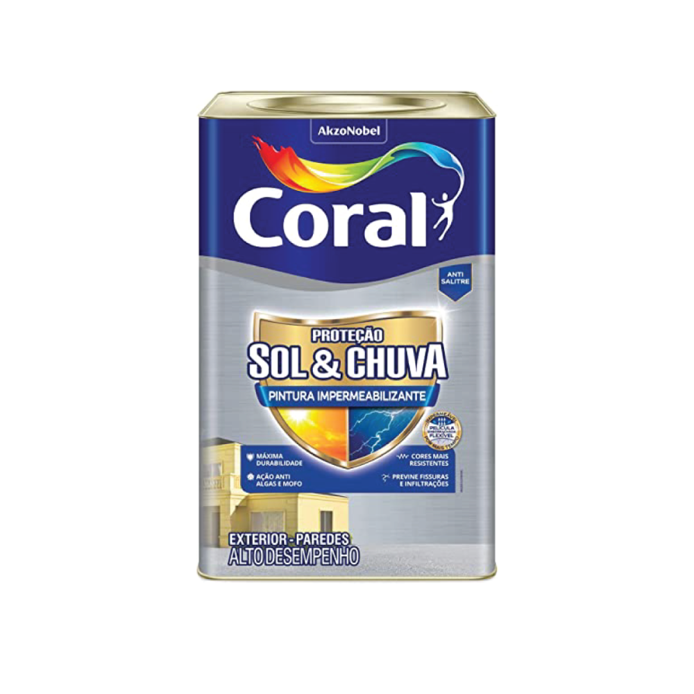 Tinta Acrílica Premium Coral Sol E Chuva Pintura Impermeabilizante 18L ...