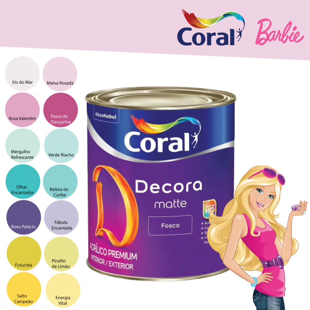Tinta Coral Decora Matte Coleção Barbie 800ML - PONTO DAS TINTAS