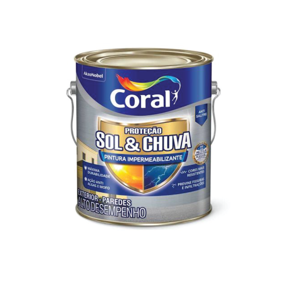 Tinta Coral Sol E Chuva Pintura Impermeabilizante 3,2L Cores - PONTO ...
