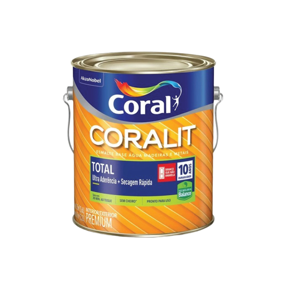 Tinta Esmalte Coral Coralit Total Base Água 3,2l Cores - PONTO DAS TINTAS