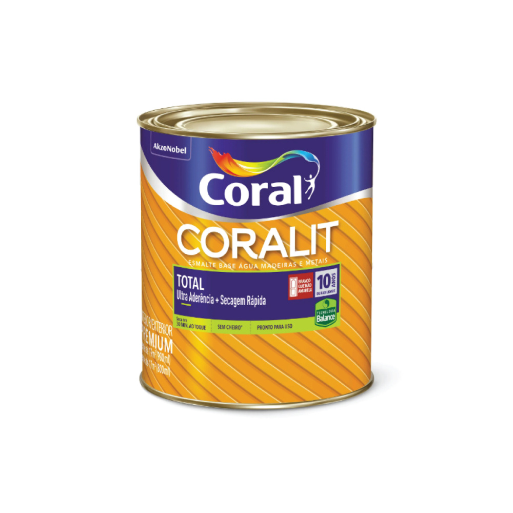 Tinta Esmalte Coral Coralit Total Base Água 900ml - PONTO DAS TINTAS