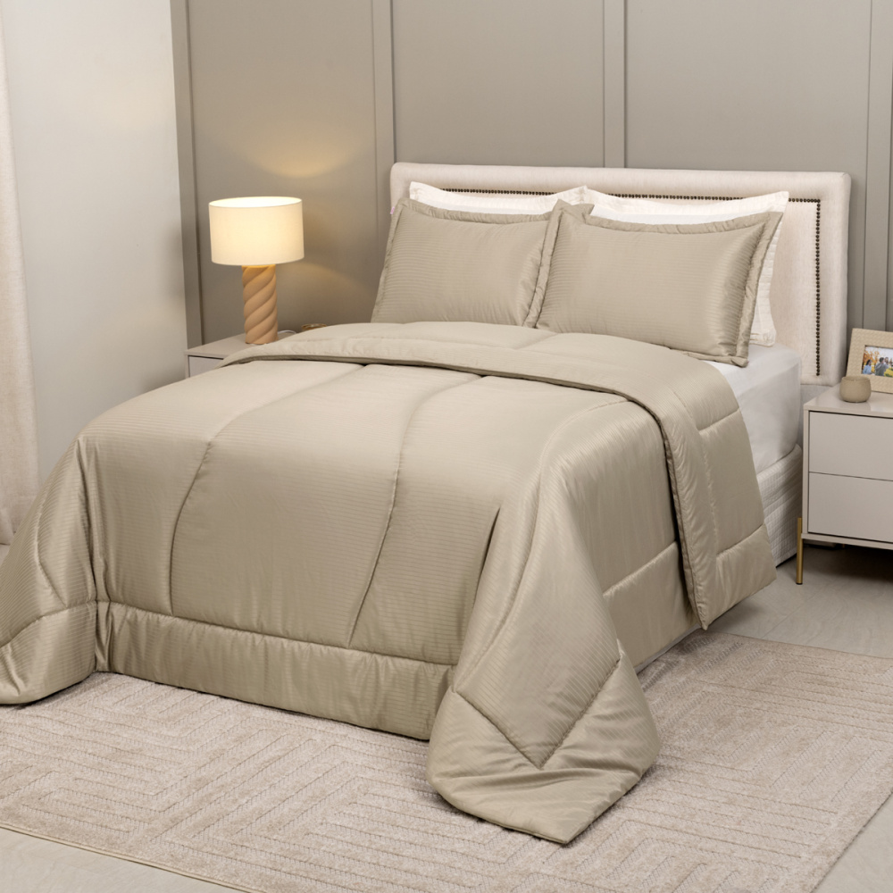 Edredom Fitado Queen 3 Peças Dupla Face Toque 400 Fios Chocolate ...