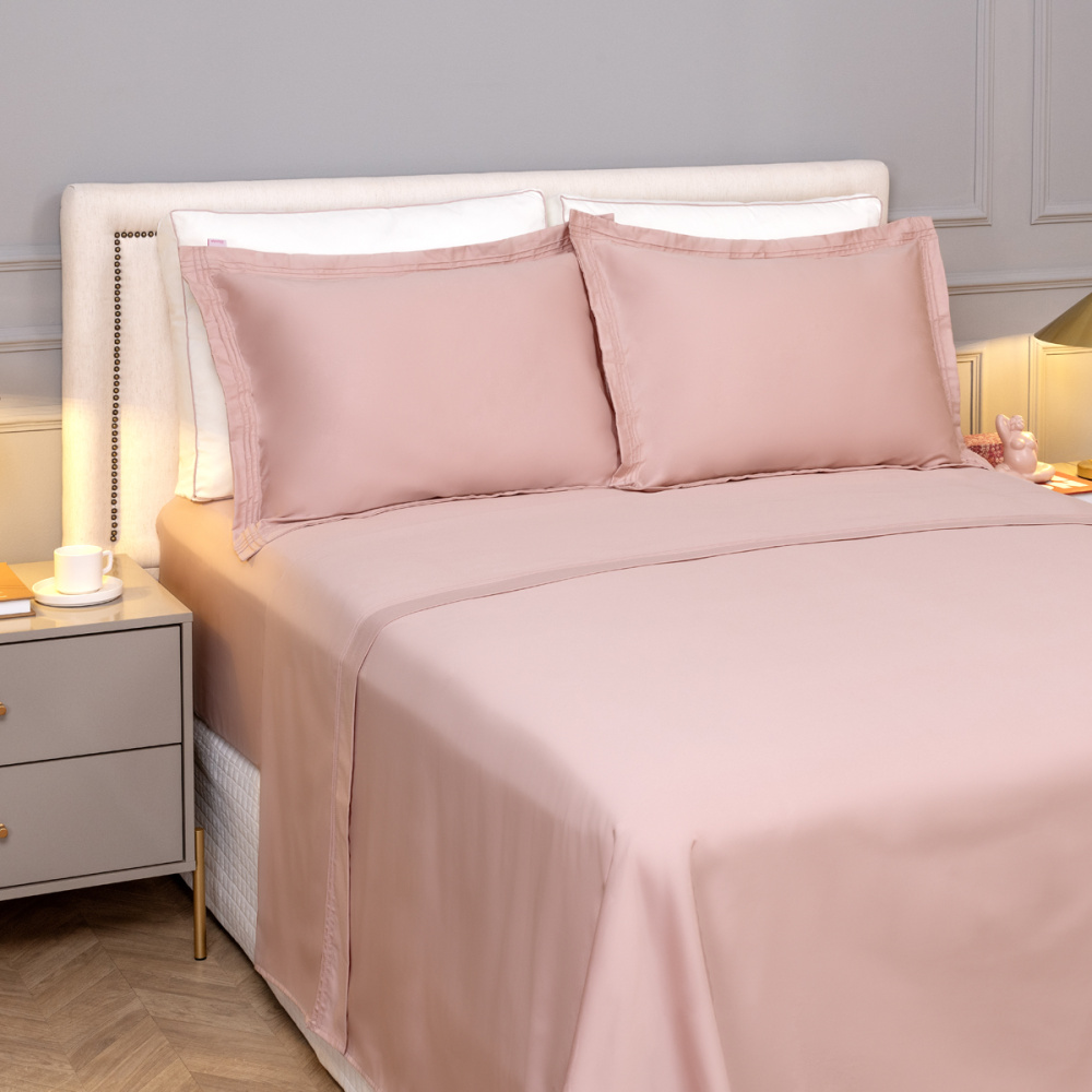 Jogo de Cama Casal 04 Peças Vienna 400 Fios 100% Algodão Rosê Lavive ...