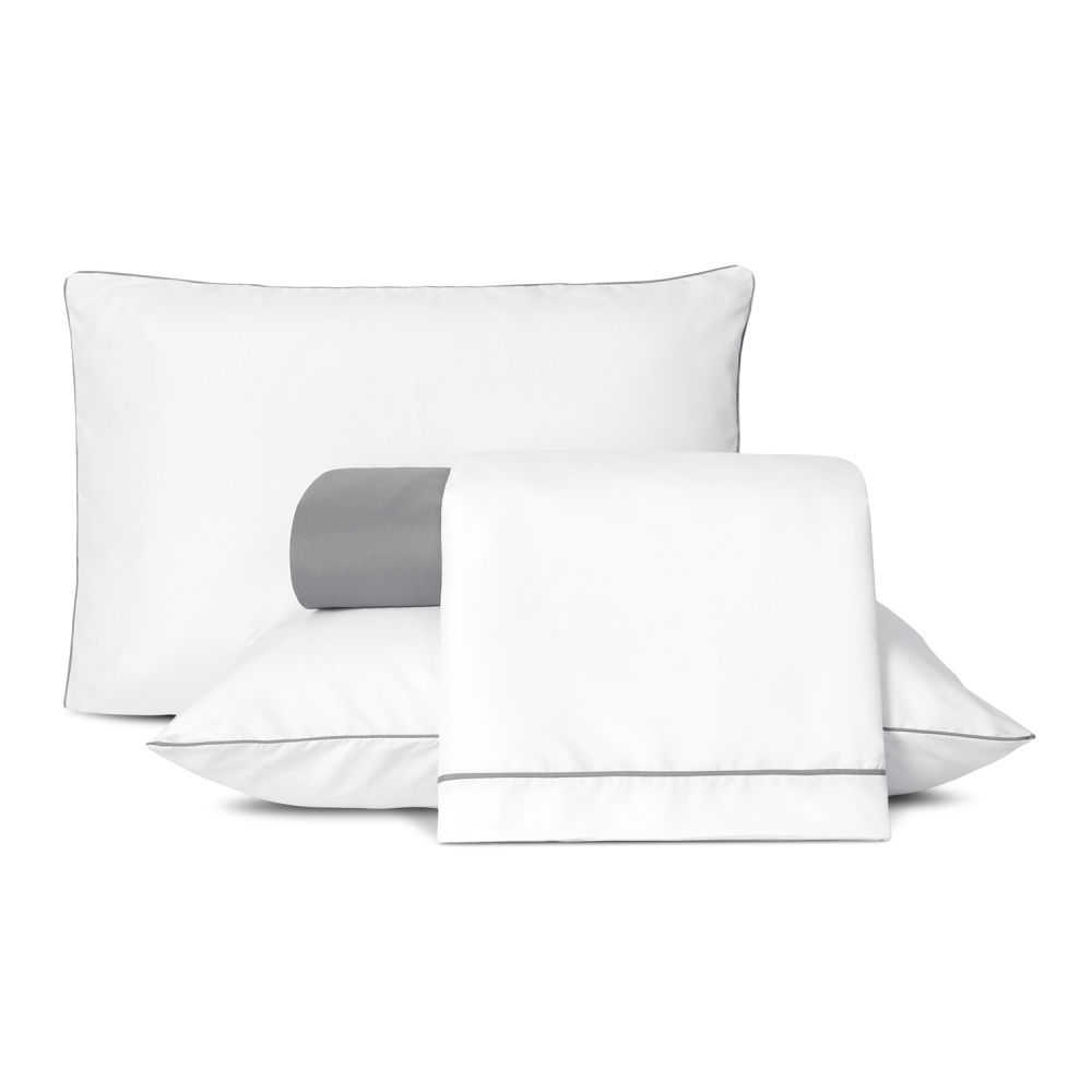 Jogo de Cama Casal 200 Fios 4 Peças Línea Cinza Casa Paulinha - Ponto ...